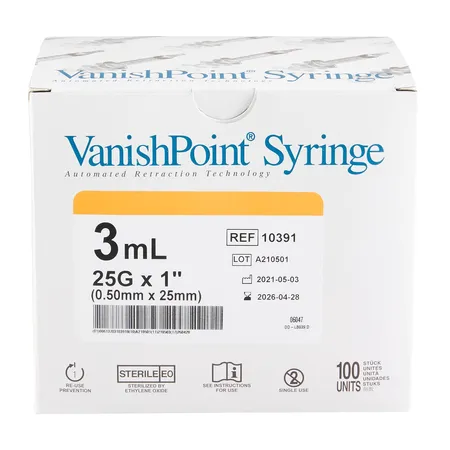 Syringe Safety 3ml, 25G x 5/8", 100 Retractable, 100/Box | Dealmed ...