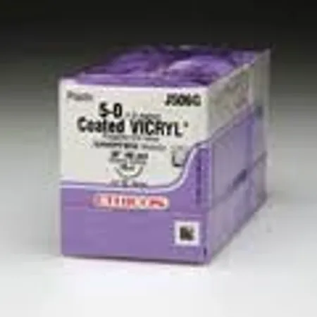 Suture Vicryl 5-0 Undyed Braided 18" P-2 Reverse Cutting 1/2 Circle, 12 ...