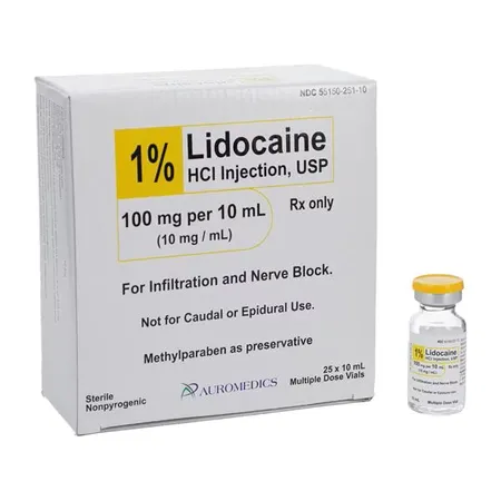 Lidocaine Hydrochloride Injection USP 1% MDV 100mg/10mL 25/Bx | Dealmed Medical Supplies
