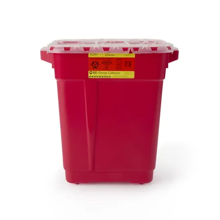 Sharps Container 9 Gal Hinge Top Red, 8/Case | Dealmed Medical Supplies