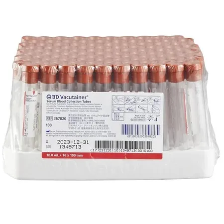 Tube Vacutainer Plus Plastic 16 x 100 mm 10 mL Red, 100/Pk - 16 x 100 ...