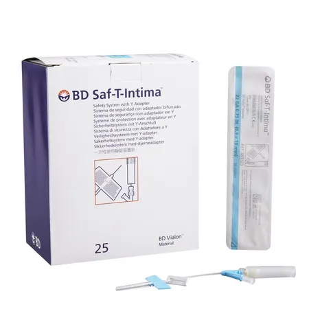 IV Catheter Saf-T-Intima Winged 24G x ¾" Y Adapter, 25/Bx - 24G x 3/4 ...