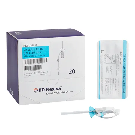 IV Catheter Nexiva 22G x 1" Single Port Infusion, 20/Pk - 22G x 3 1/2 ...