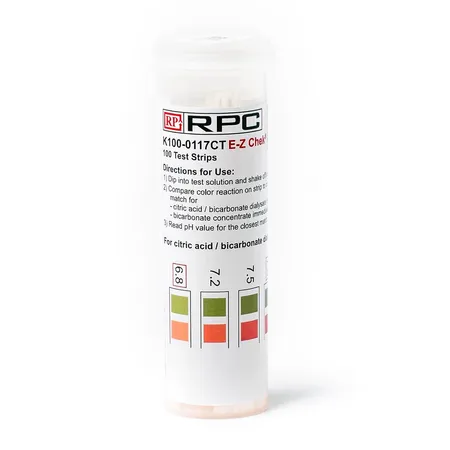 pH Test Strips, E-Z Chek® Citrate Dialysate ,6.8-8.5 pH, 100/Bx ...