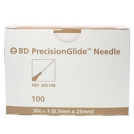 Hypodermic Needle 30G x 1" Regular Bevel, 100/Bx - 30G x 1",Regular ...