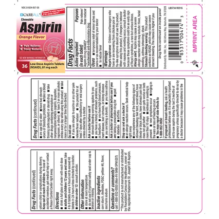 Aspirin 81 mg EC Tablet Chew Orange, 36/Ea | Dealmed Medical Supplies