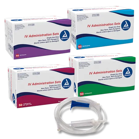 IV Administration set, 10 drop, 89", 2inj site, check valve, 50/Bx - 89 ...