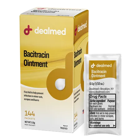 Bacitracin Ointment 0.9 gm Foil, 144/Bx | Dealmed Medical Supplies