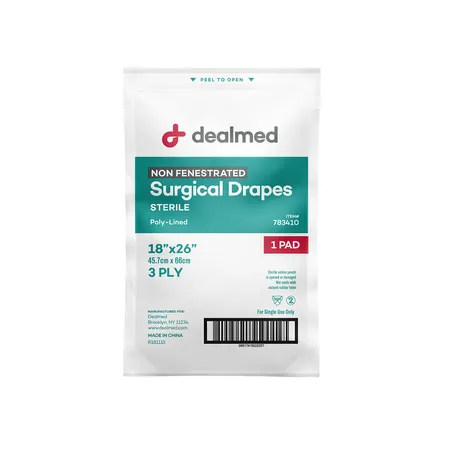 Drape, Surgical 18" x 26" Non-Fenestrated, Sterile, 50/Bx | Dealmed ...