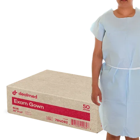 Gown Exam 30" x 42" 3-Ply T/P/T Blue, 50/Cs - Blue | Dealmed Medical ...