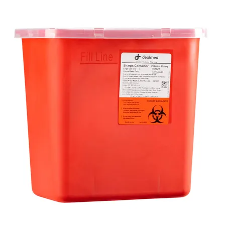 Sharps Container 2 Gal Rotor Opening Red, Ea | Dealmed Medical Supplies
