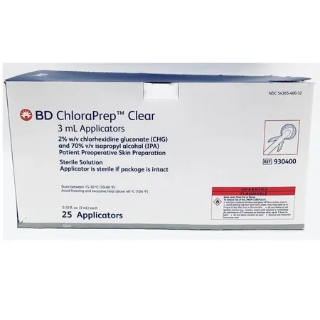 Skin Prep ChloraPrep Clear 3 mL Sterile, 25/Bx - 3 mL,3 mL,Box of 25 ...