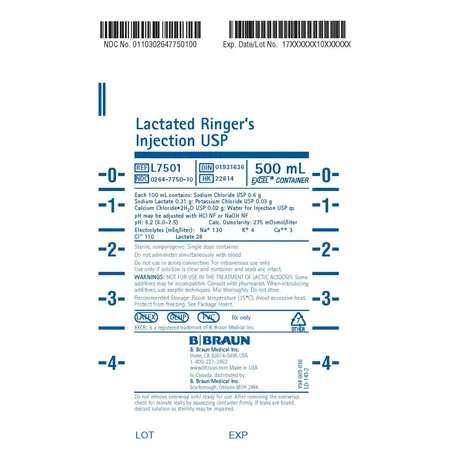Lactated Ringers Inj 500 mL Bag, Ea | Dealmed Medical Supplies