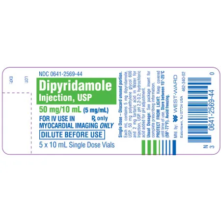 Dipyridamole 50 mg/20 mL 5 mg/mL 10 mL SDV, 5/Bx | Dealmed Medical Supplies