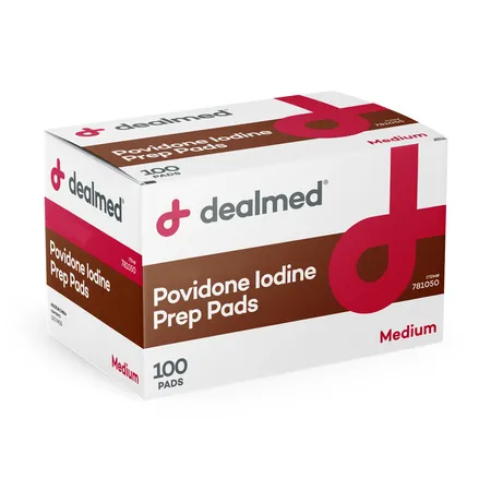 Povidone Iodine Prep Pad 10% Medium, 100/Bx | Dealmed Medical Supplies