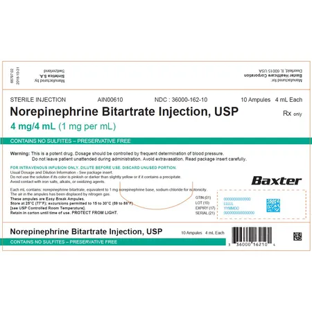 Norepinephrine 1 mg/mL 4 mg/4 mL 4 mL Ampule, 10/Bx | Dealmed Medical ...