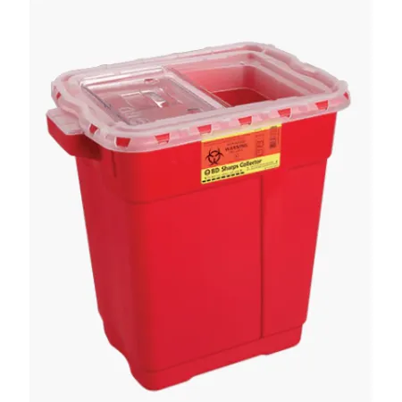 Sharps Container 9 Gal Hinge Top Red, 8/Case | Dealmed Medical Supplies