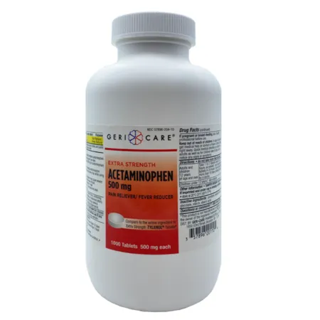 Acetaminophen 500 mg Extra Strength Tablet, 1000/Ea - Bottle of 1000 ...