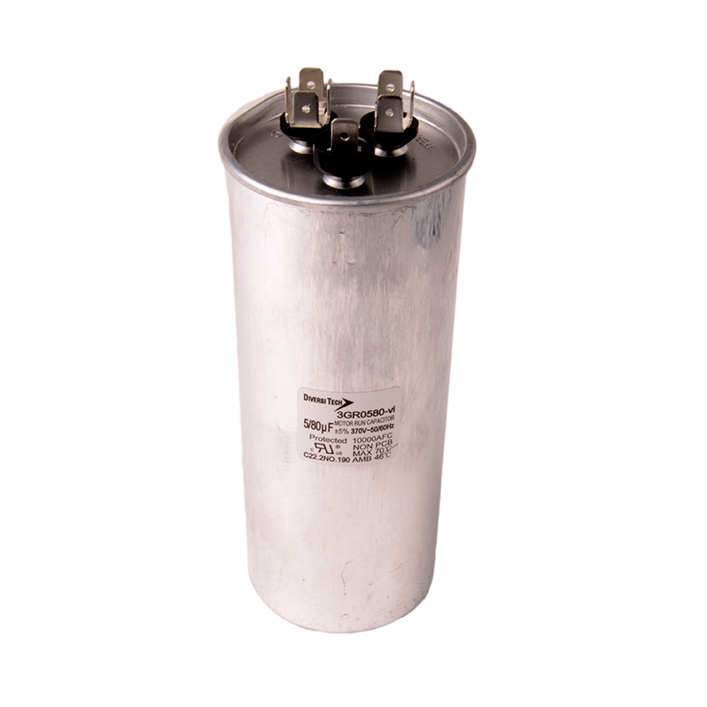 Mtr. Run Cap, Rnd, 80+5uf 370v
