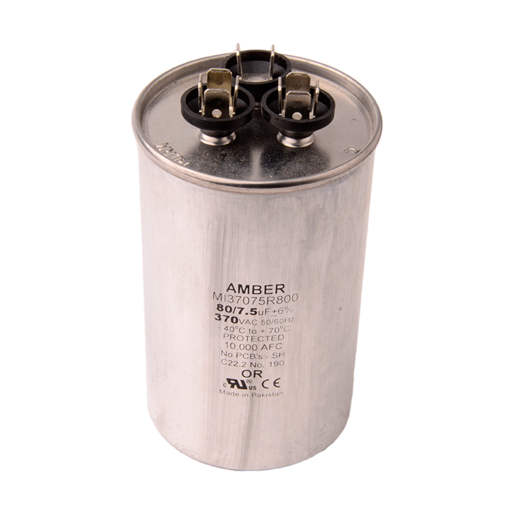 Mtr. Run Cap,Rnd,80+7.5uf 370v